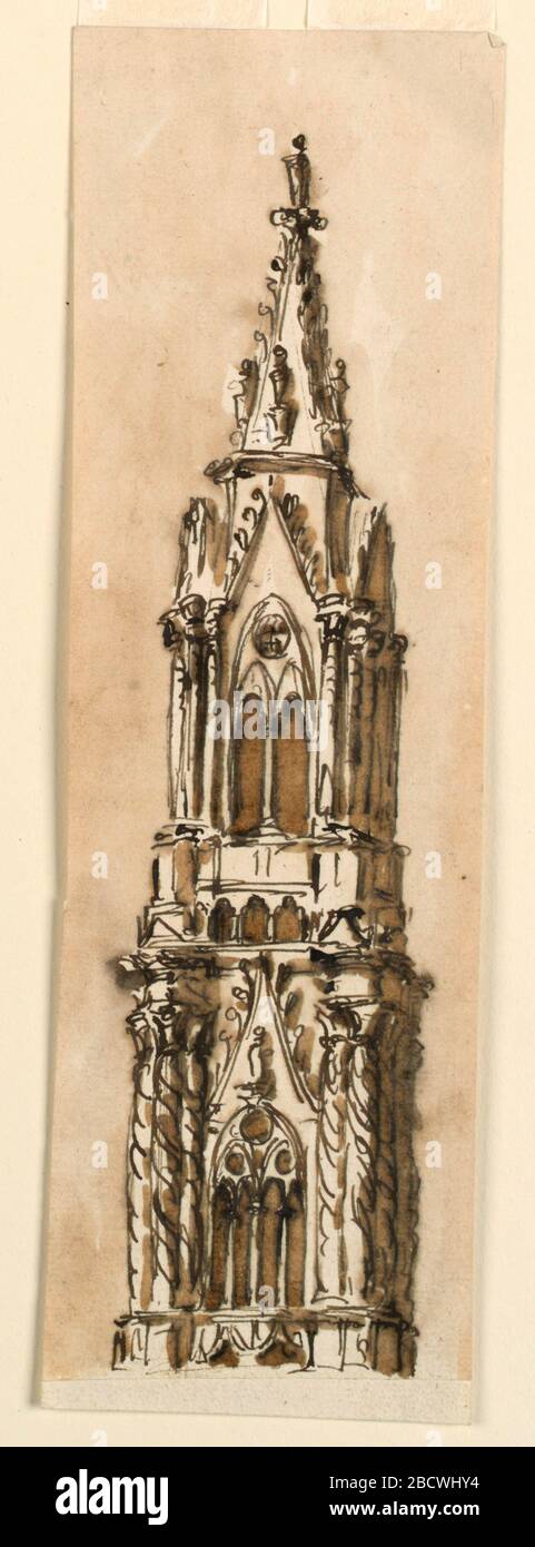 Steeple in Gothic Style. Research in Progressview of a steeples with ...