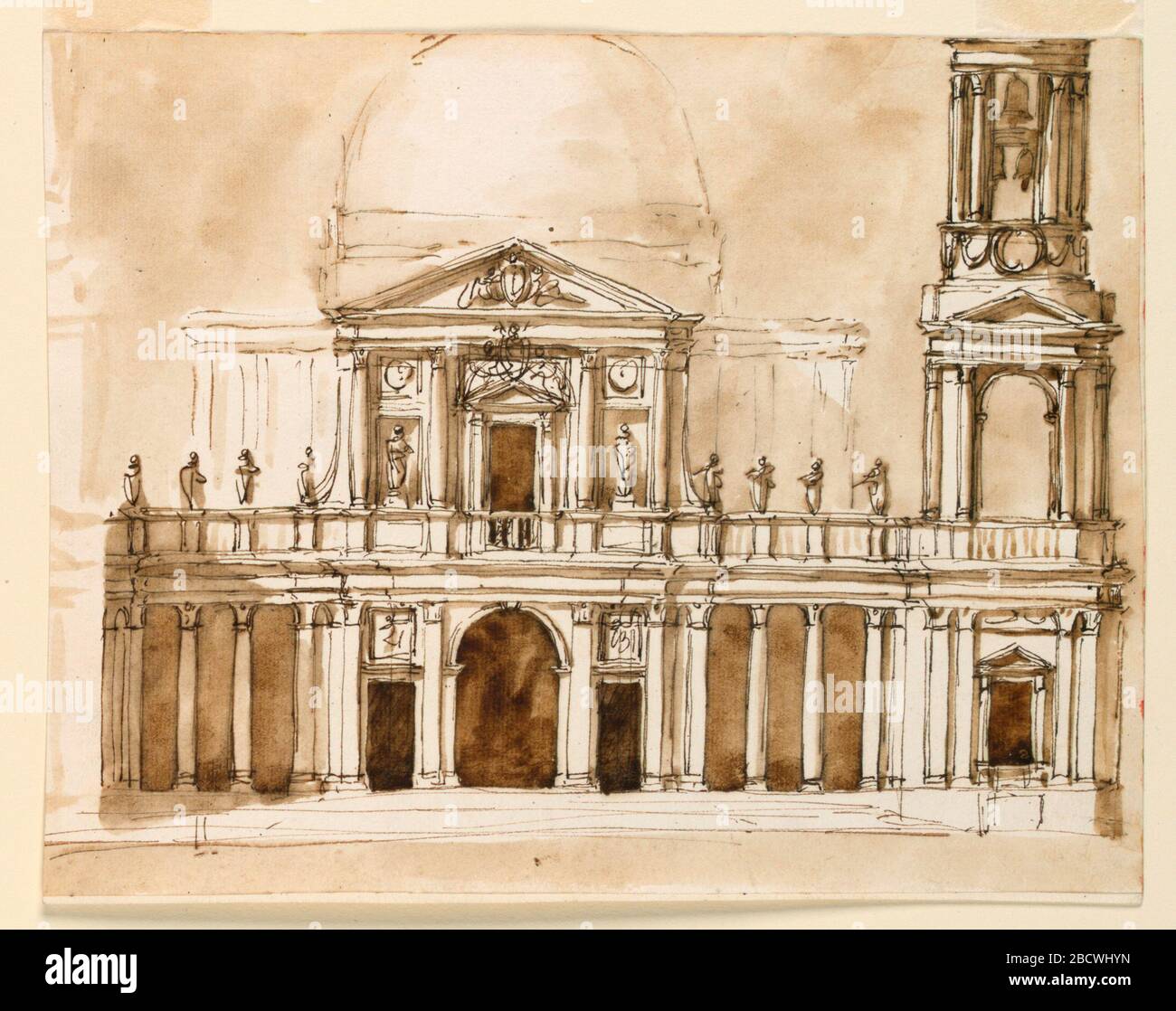 Elevation of a church. Research in ProgressA large two-storey Palladian ...