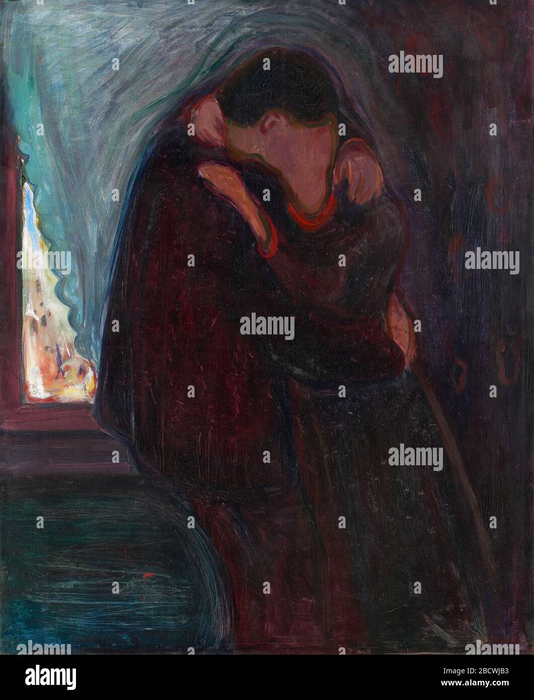 the Kiss by Edvard Munch, 1897. Cardboard, oil, tempera, pastel. The ...