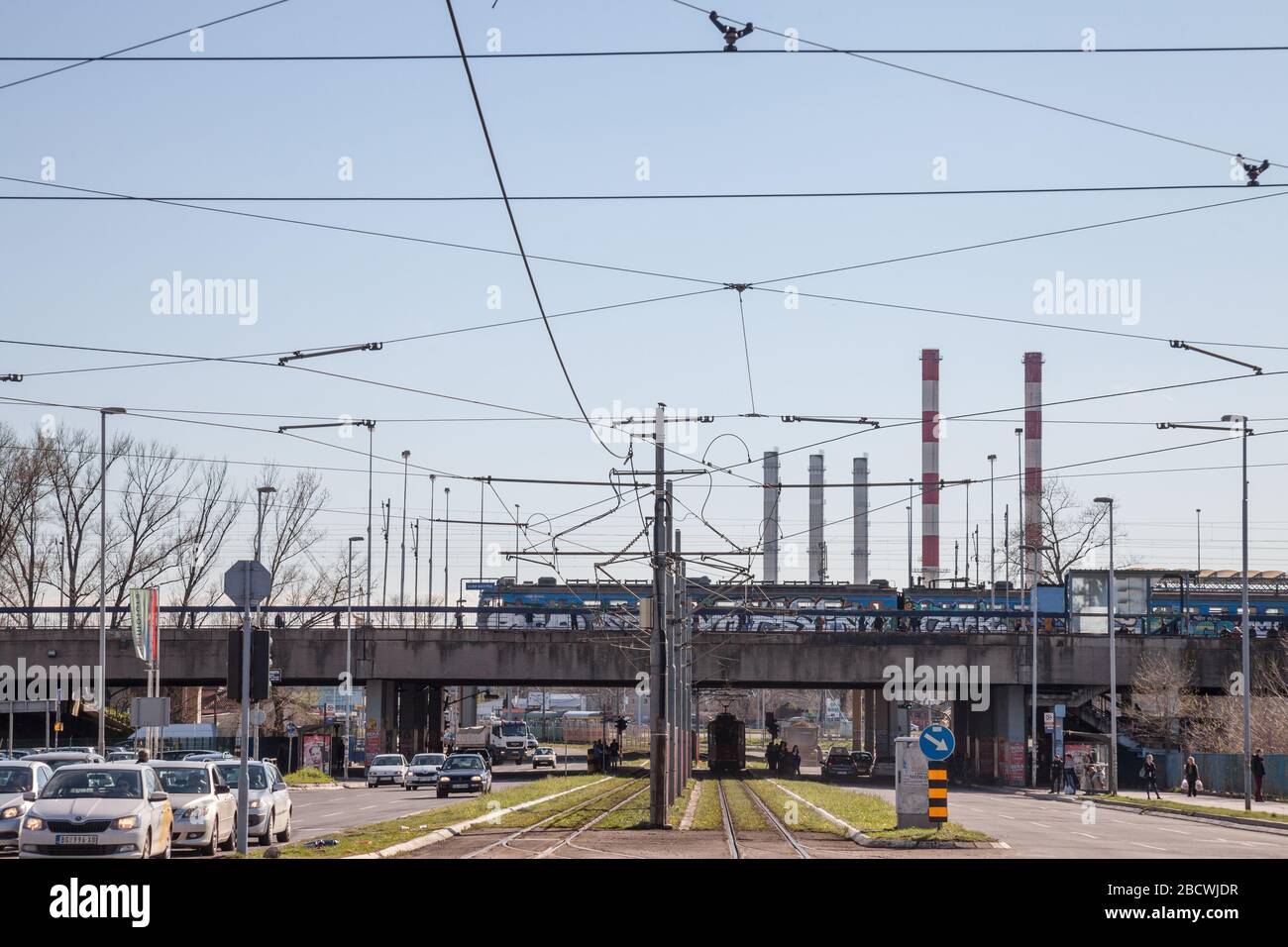 BELGRADE, SERBIA - APRIL 2, 2018: Train station of Novi Beograd, a ...