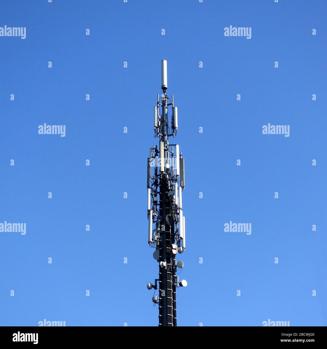 Telecom tower antennas and satellite transmits the signals of cellular ...