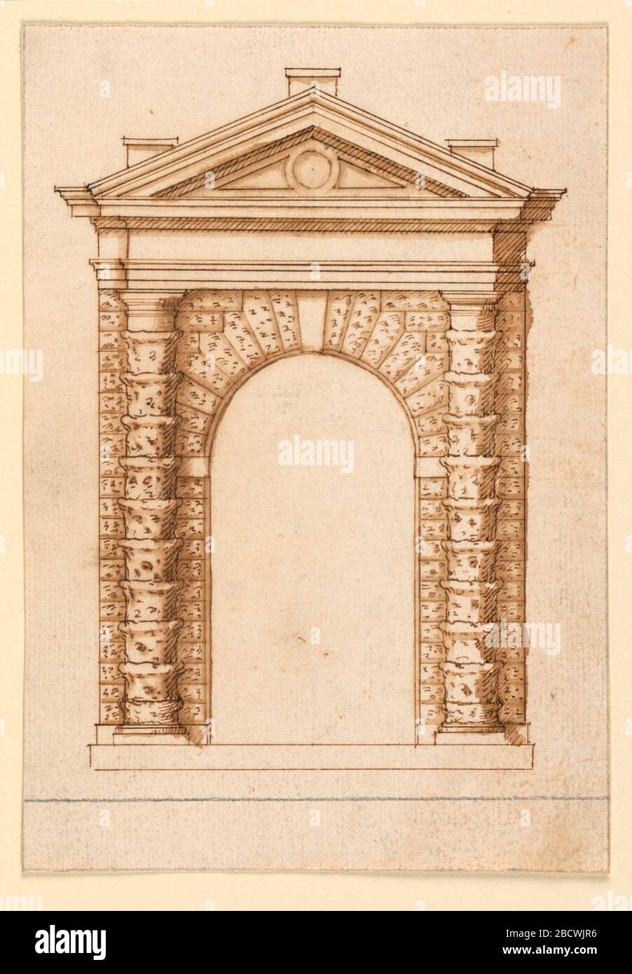 Elevation for a Rusticated Gateway with Tuscan Columns. Research in ...