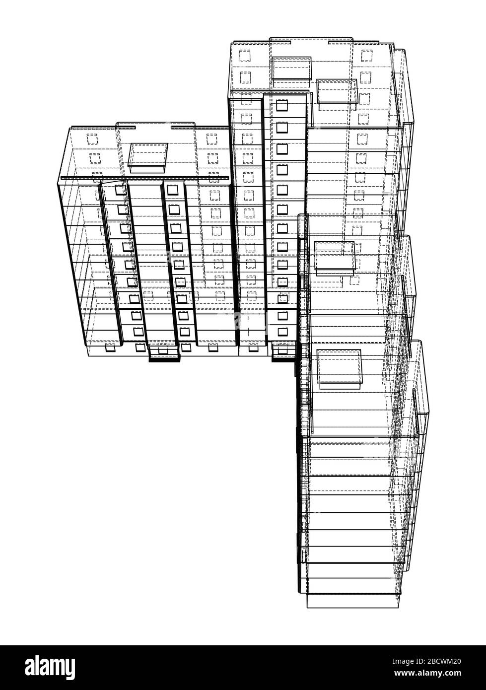Vector wire-frame model of a multi-storey building Stock Vector Image ...