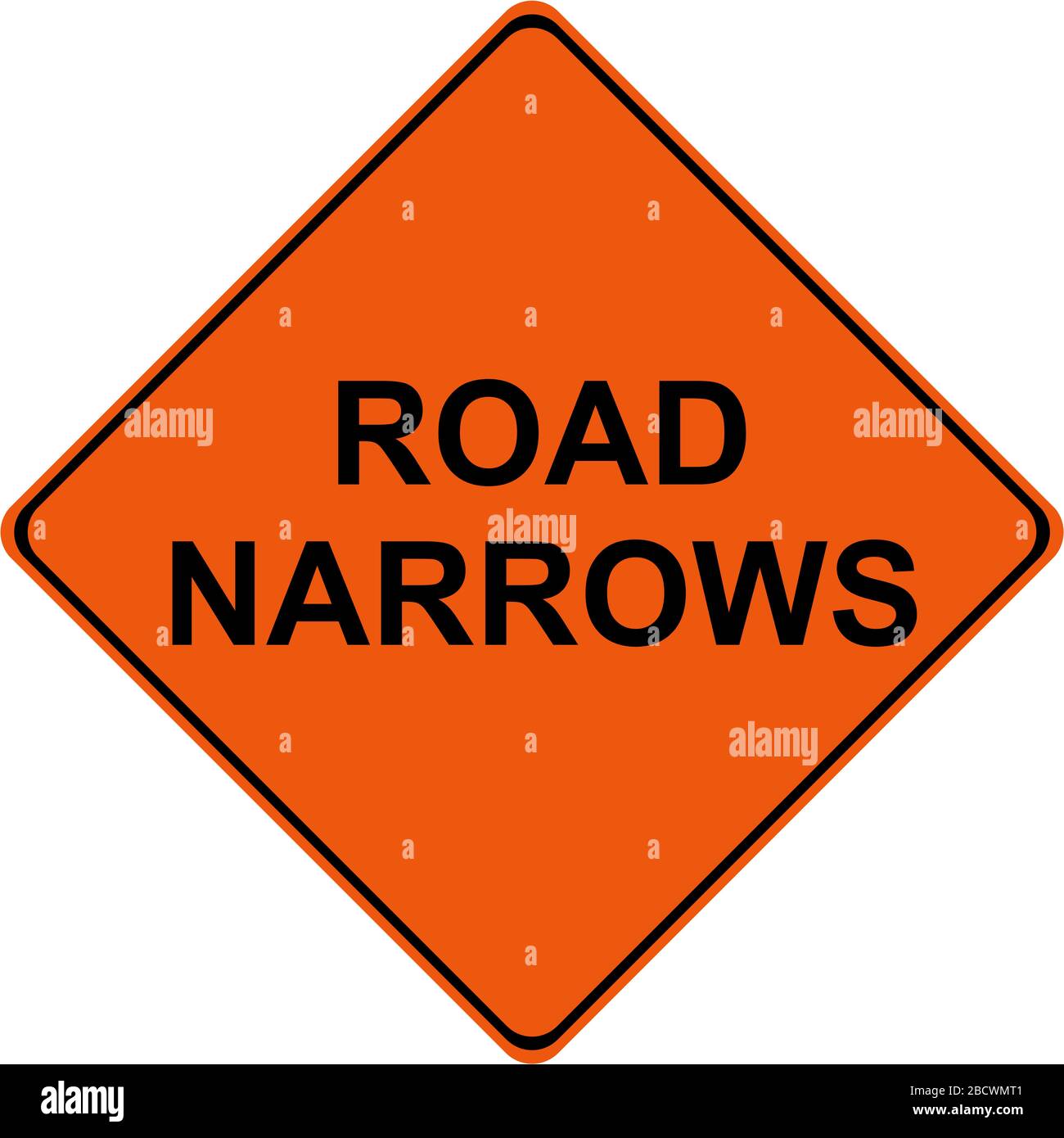 Road Narrows traffic warning sign Stock Photo - Alamy