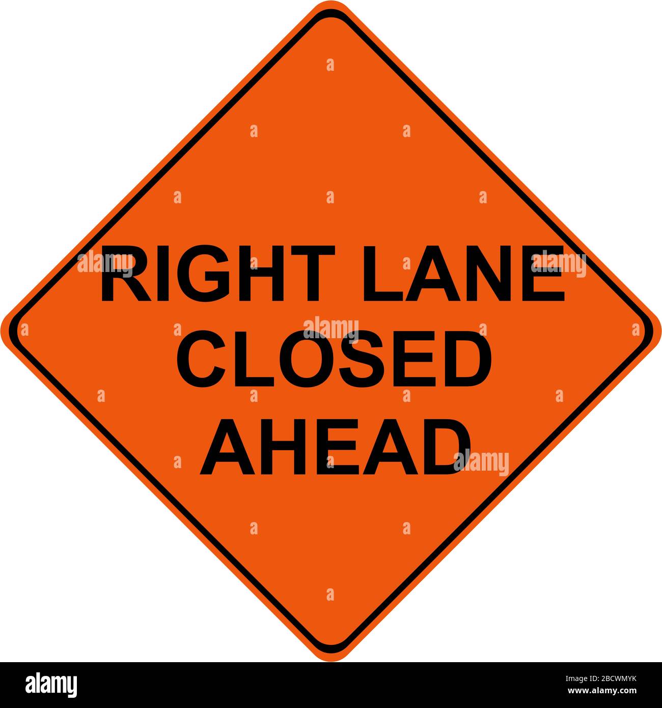 Right Lane Closed Ahead traffic warning sign Stock Photo - Alamy
