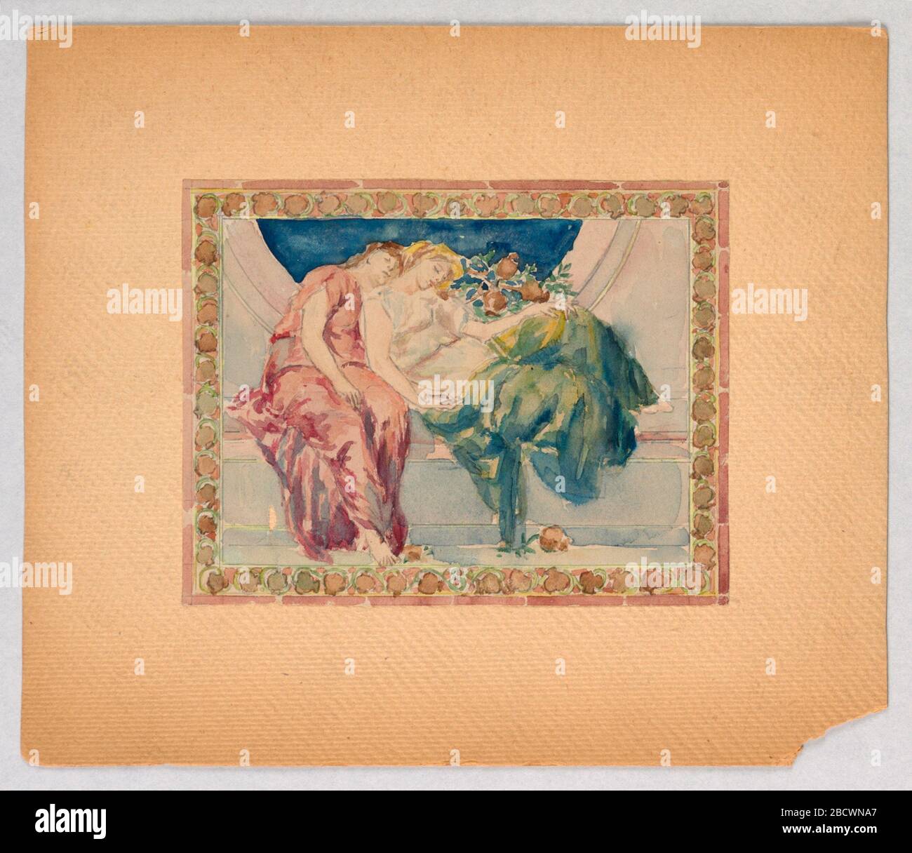 Design for stained glass. Research in ProgressTwo sleeping women ...