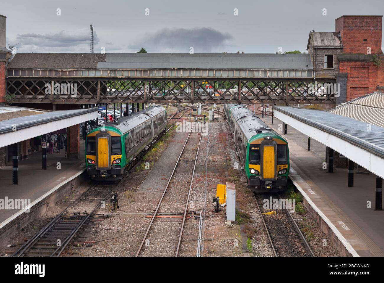 West Midlands railway Bombardier class 172 trains at Worcester Shrub ... West Midlands railway Bombardier class 172 trains at Worcester Shrub ...