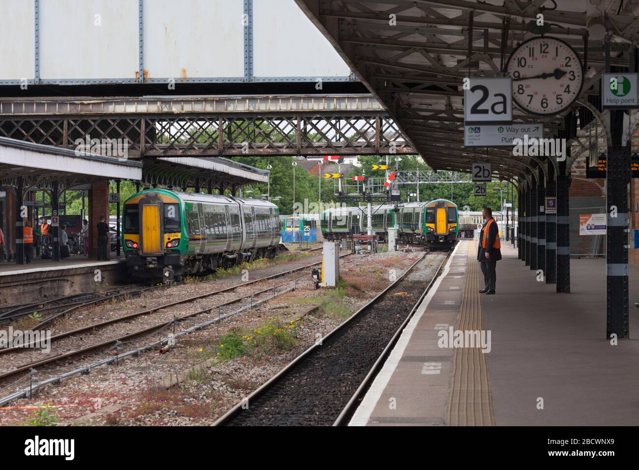 West Midlands railway Bombardier class 172 trains at Worcester Shrub ... West Midlands railway Bombardier class 172 trains at Worcester Shrub ...