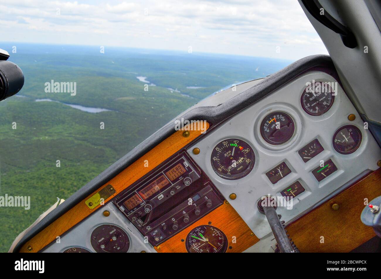 view from the inside of a small airplane turning left Stock Photo - Alamy