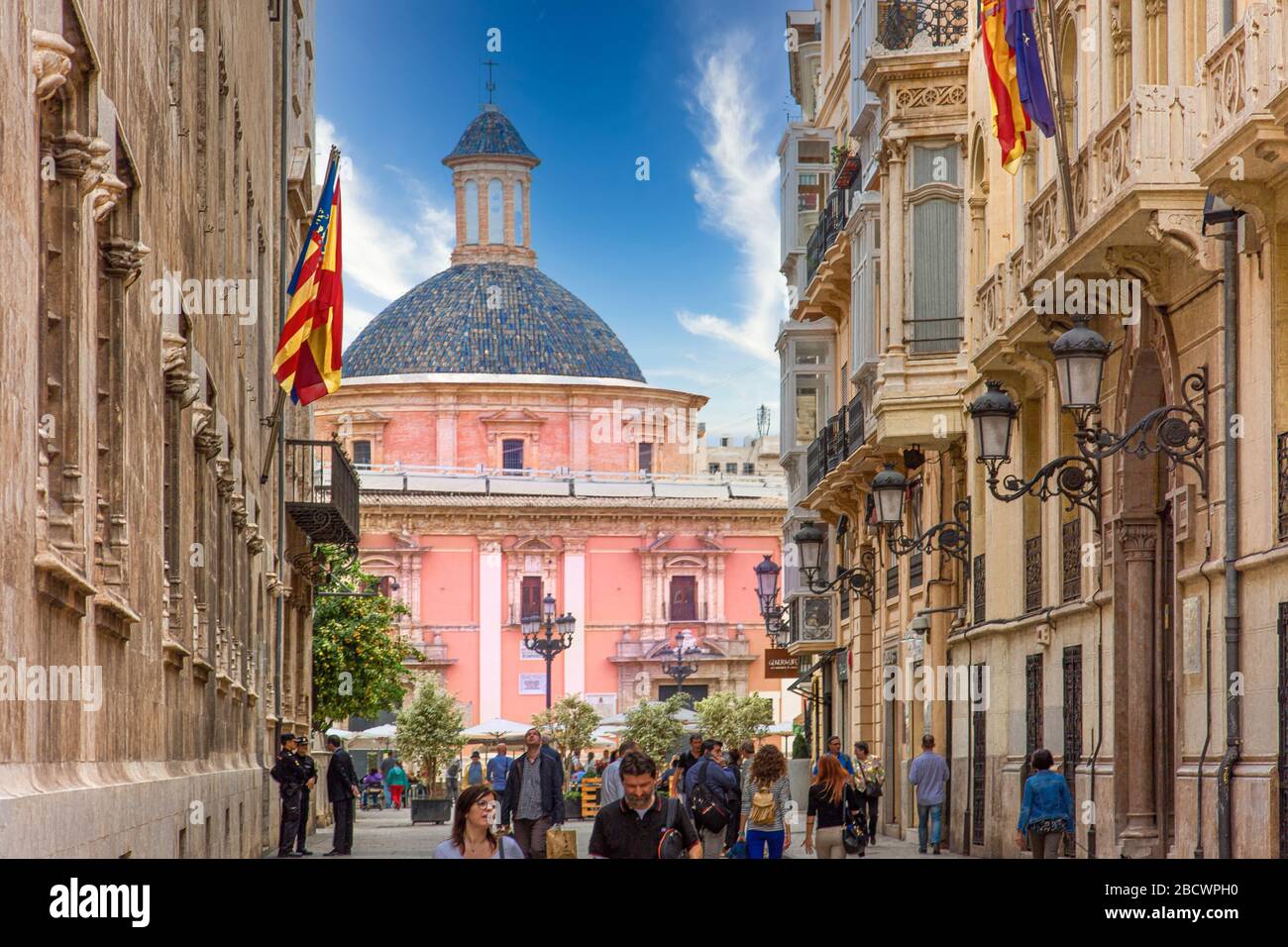 Valencia, Spain - October 2, 2019: Valencia streets in historic city ...