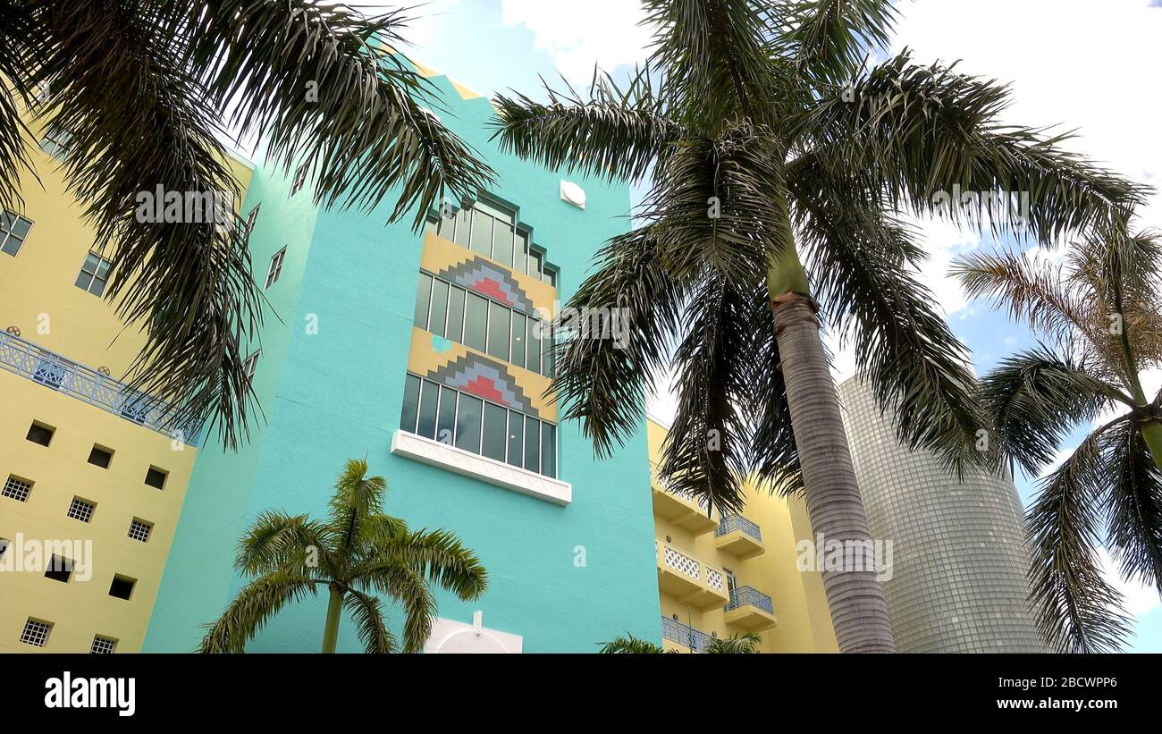 Colorful houses of Art Deco district in Miami Beach Stock Photo - Alamy