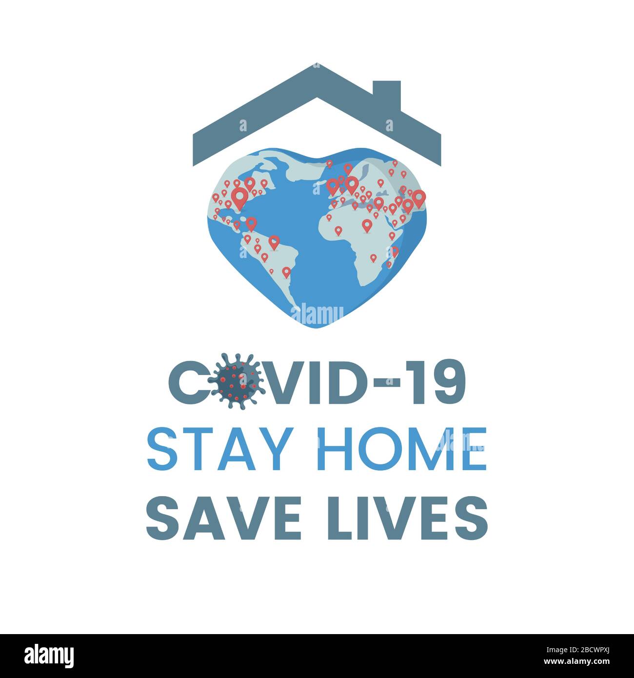 World in heart shape over Stock Vector Images - Alamy