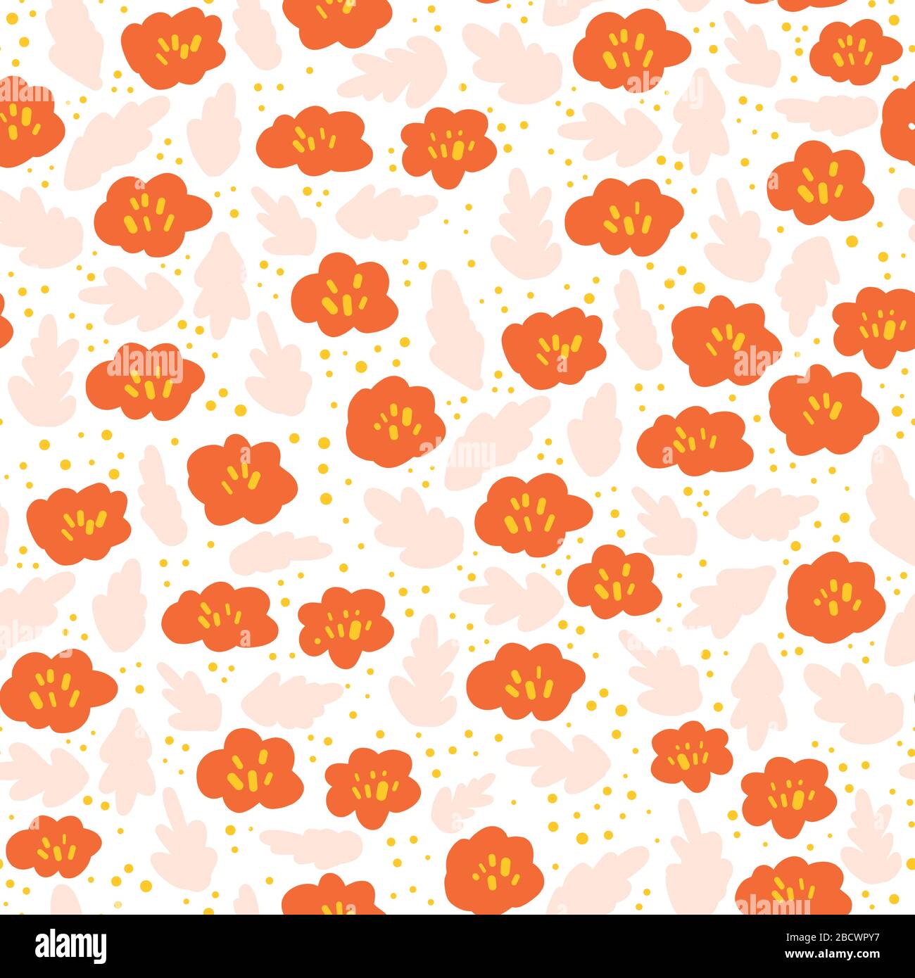 Ditsy Flower meadow seamless vector pattern. Pink yellow orange red ...