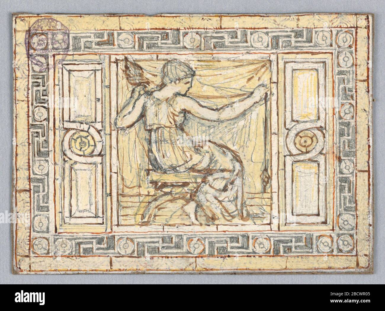 Penelope. Research in ProgressA woman at a loom, framed with a formal ...