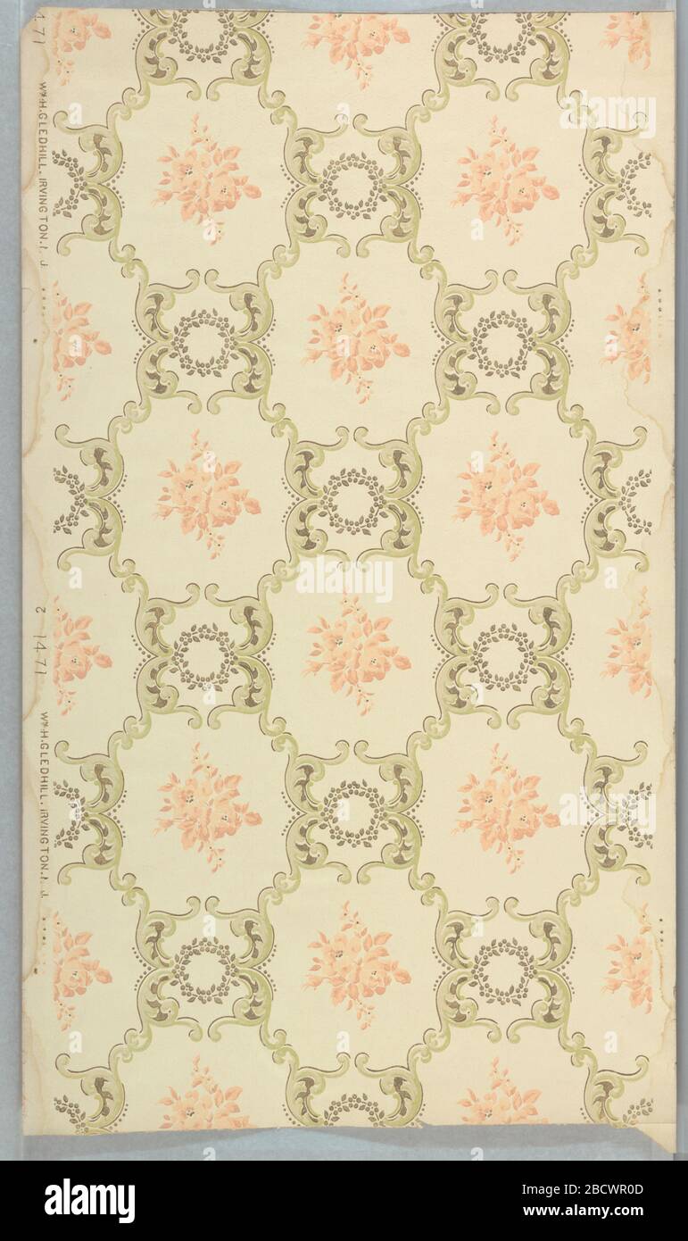 Ceiling paper. Research in ProgressOn light gray, scroll light green ...