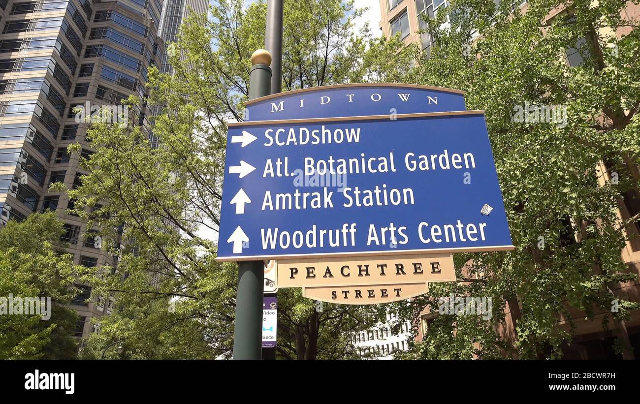 Direction signs at Midtown Atlanta - ATLANTA, USA - APRIL 20, 2016 ...