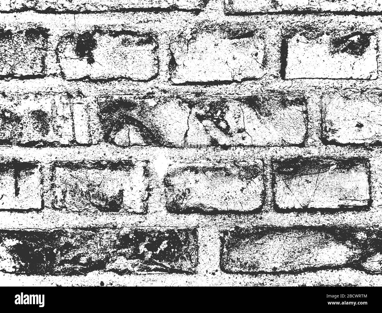 Distress old brick wall texture. Black and white grunge background ...