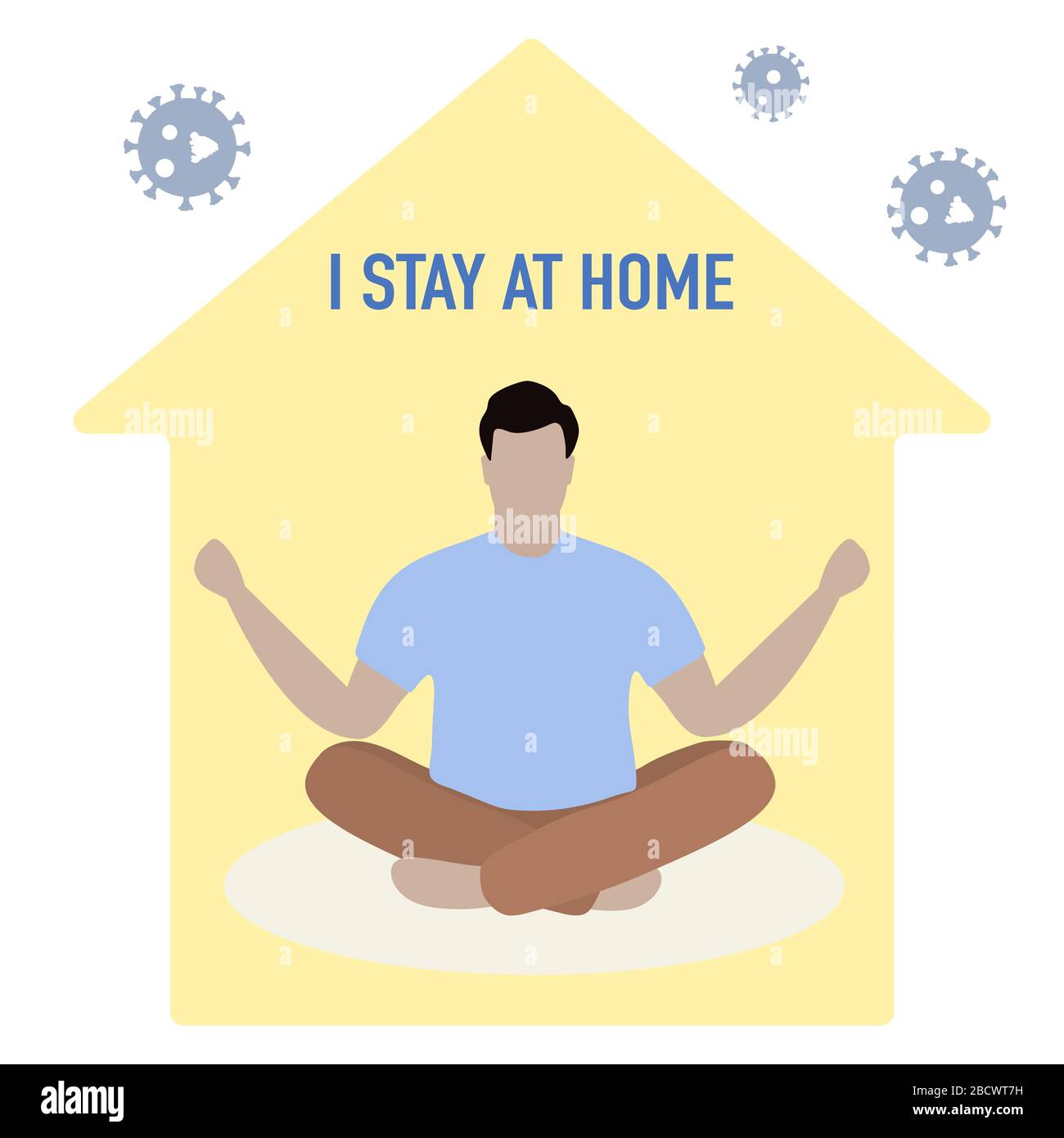 Vector illustration Stay home. Chinese coronavirus COVID-19 Quarantine ...