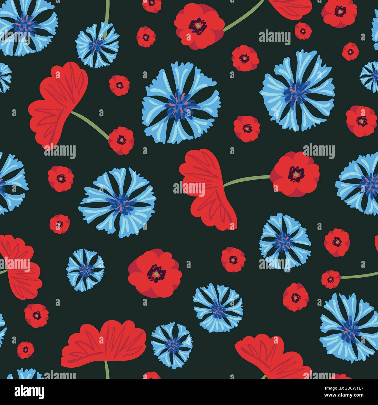 Field poppies cornflowers Stock Vector Images - Alamy
