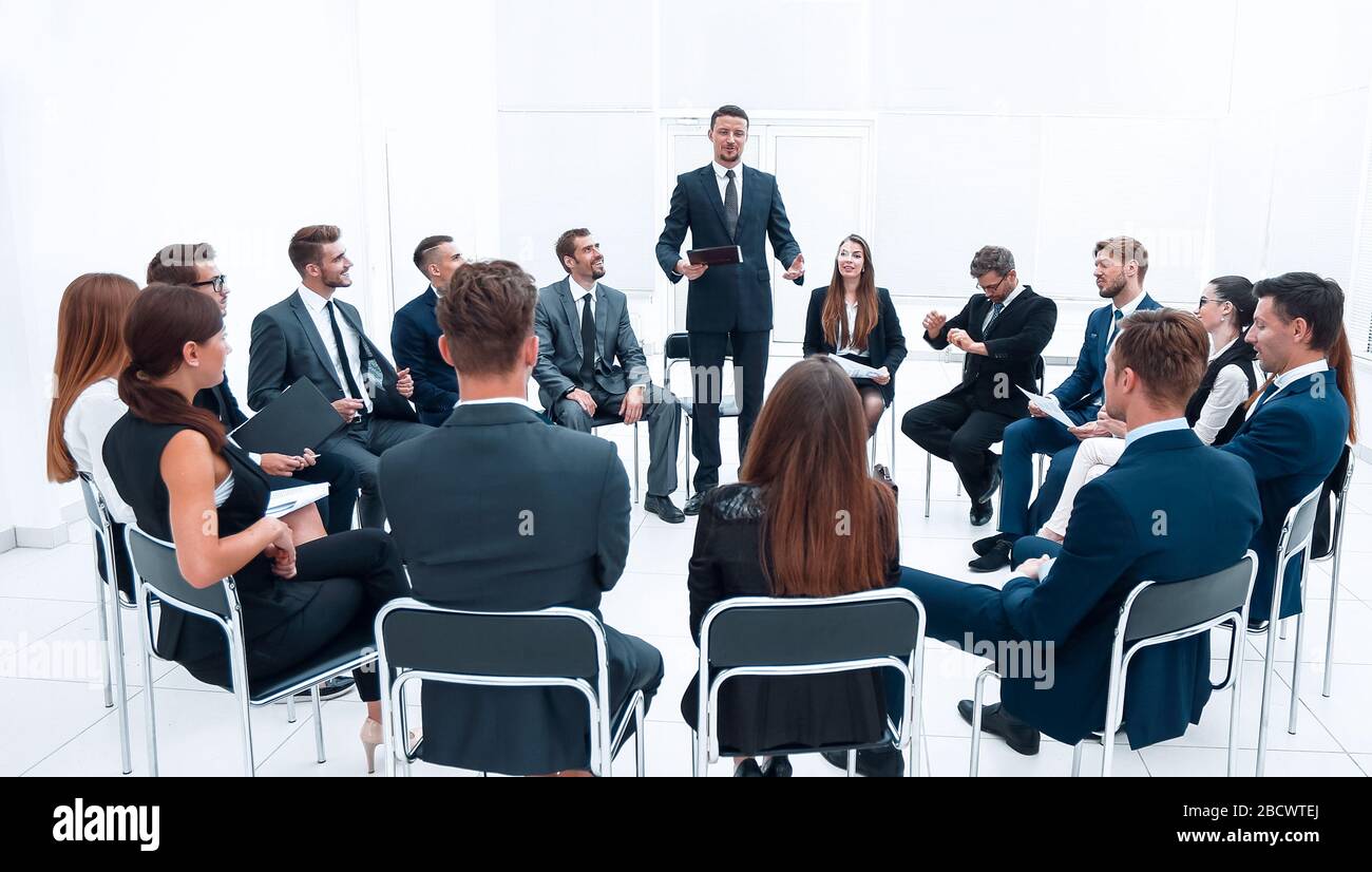 coach leads the session with the business team Stock Photo - Alamy