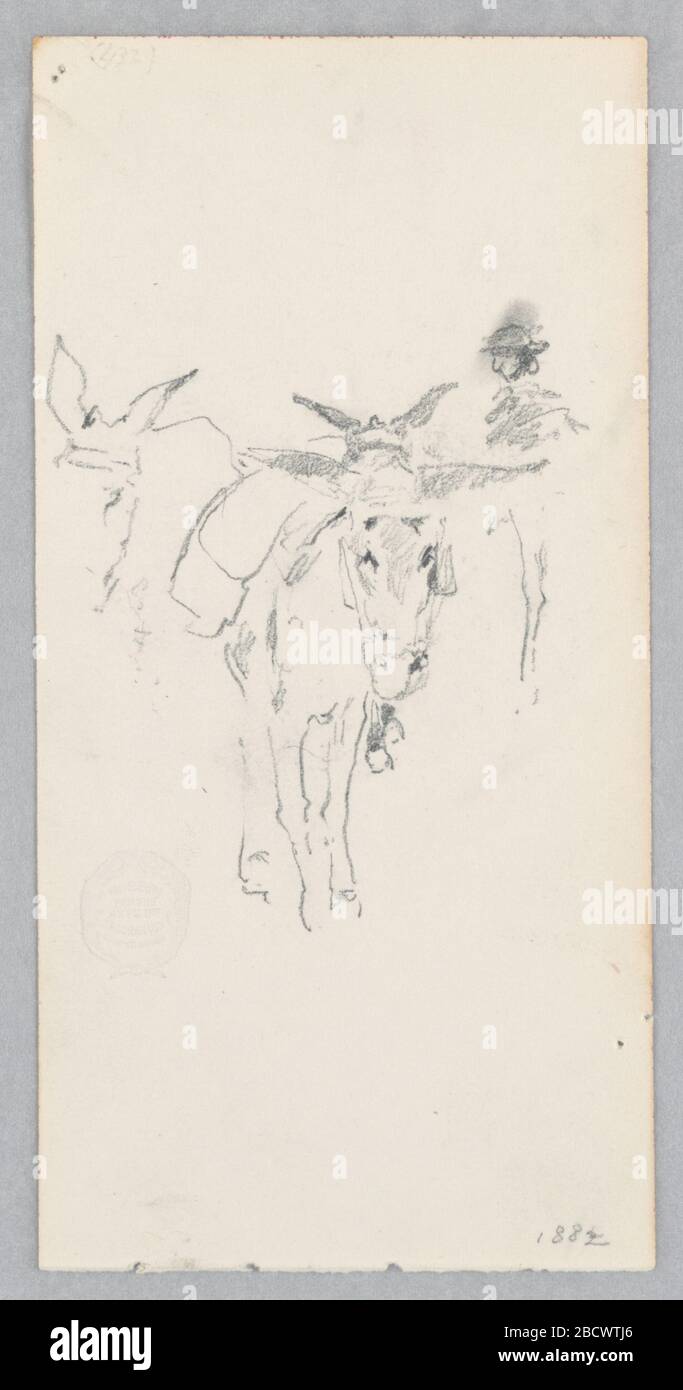 Donkeys. Research in ProgressSketch of two donkeys and a male figure ...