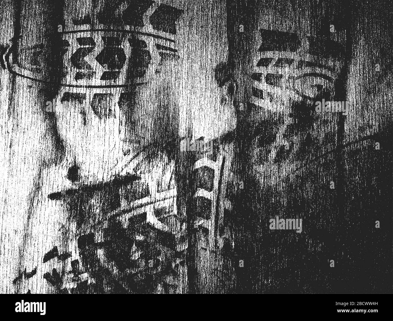 Distress wooden planks texture with shoe marks on it. Black and white ...