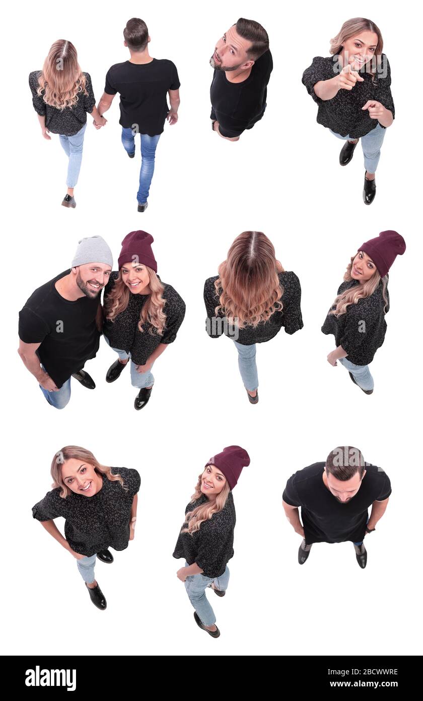 top view. image of modern different young people Stock Photo - Alamy