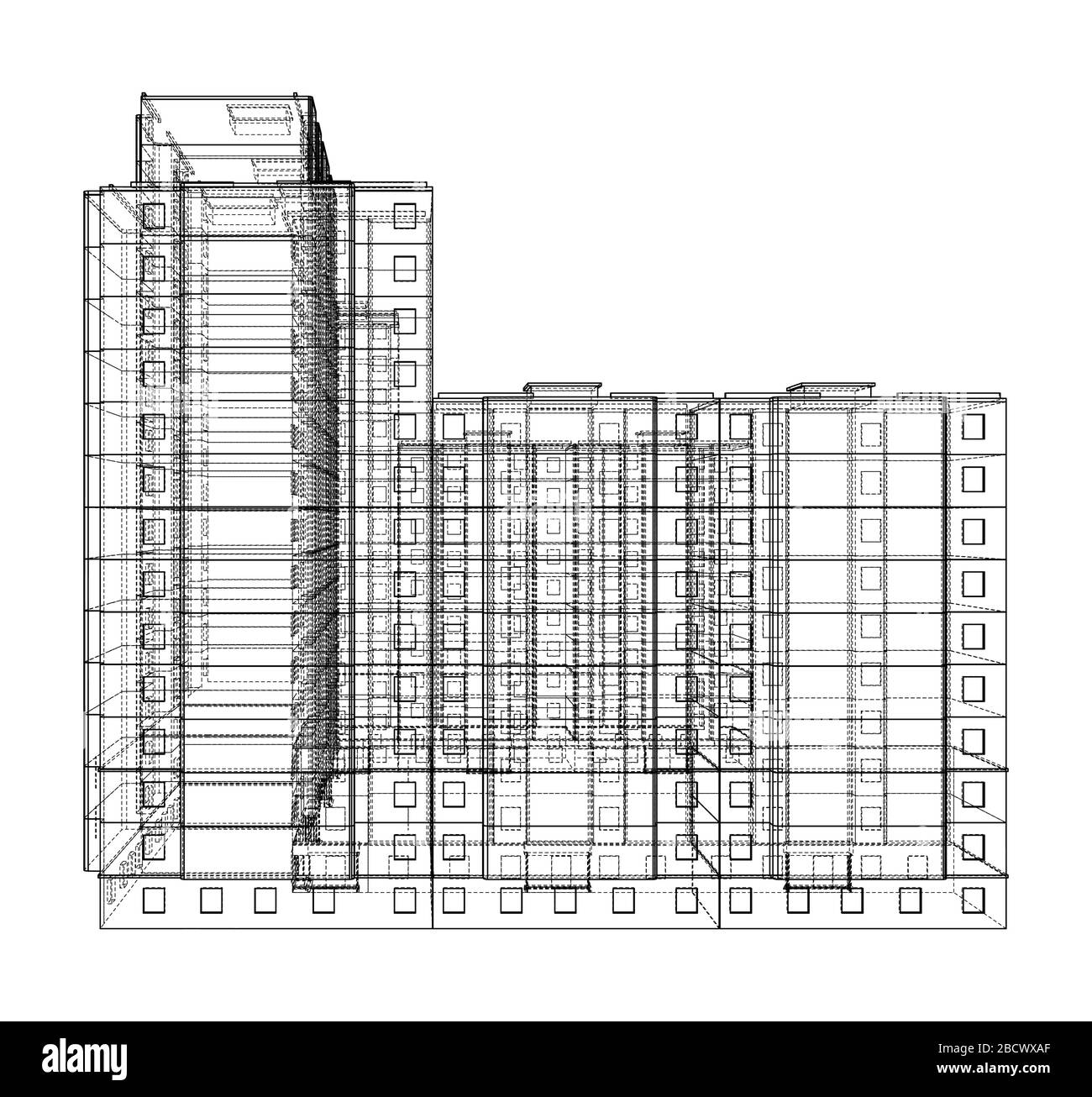 Multi storey building vector Black and White Stock Photos & Images - Alamy