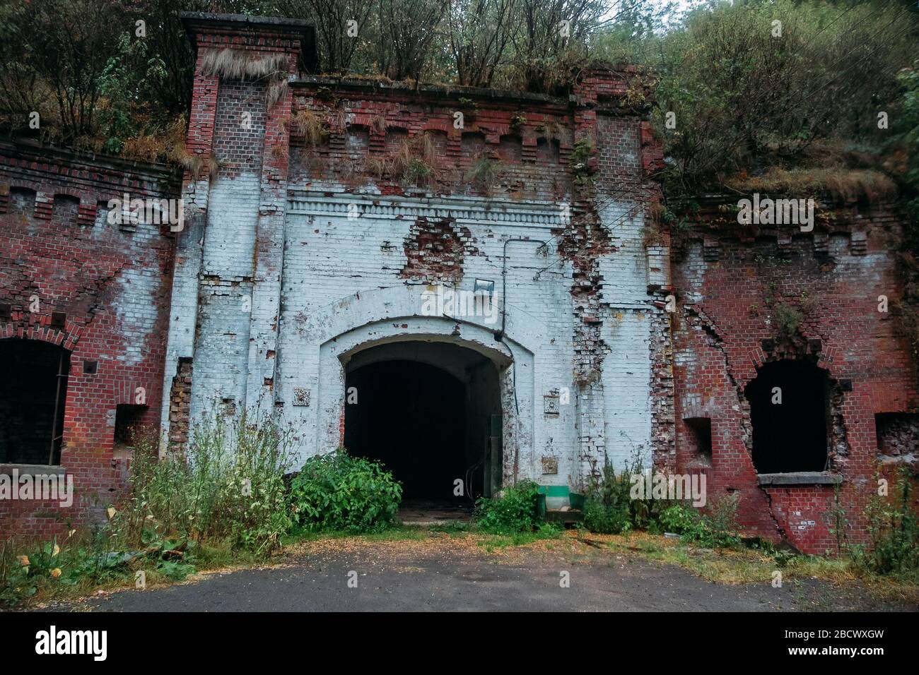 Entrance to abandoned Prussian fort King Frederick the first Stock ...