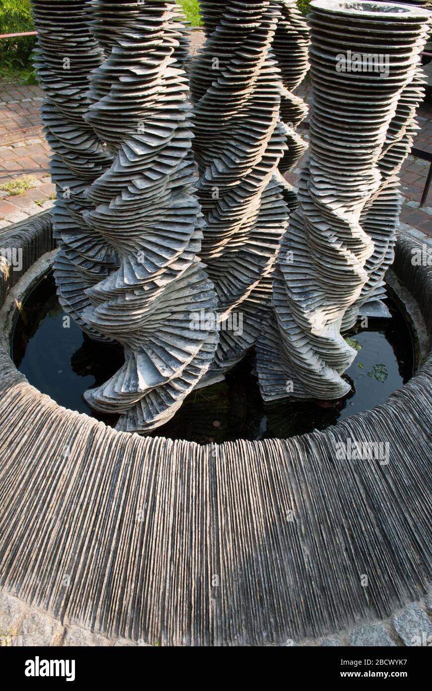 Seven Slate Towers Cut Slate Spiral Water Fountain Royal Botanic ...