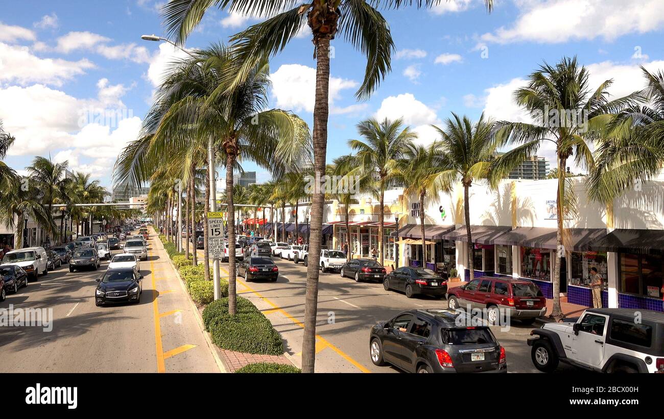 Typical Miami Beach Street view - MIAMI, USA APRIL 10, 2016 Stock Photo ...