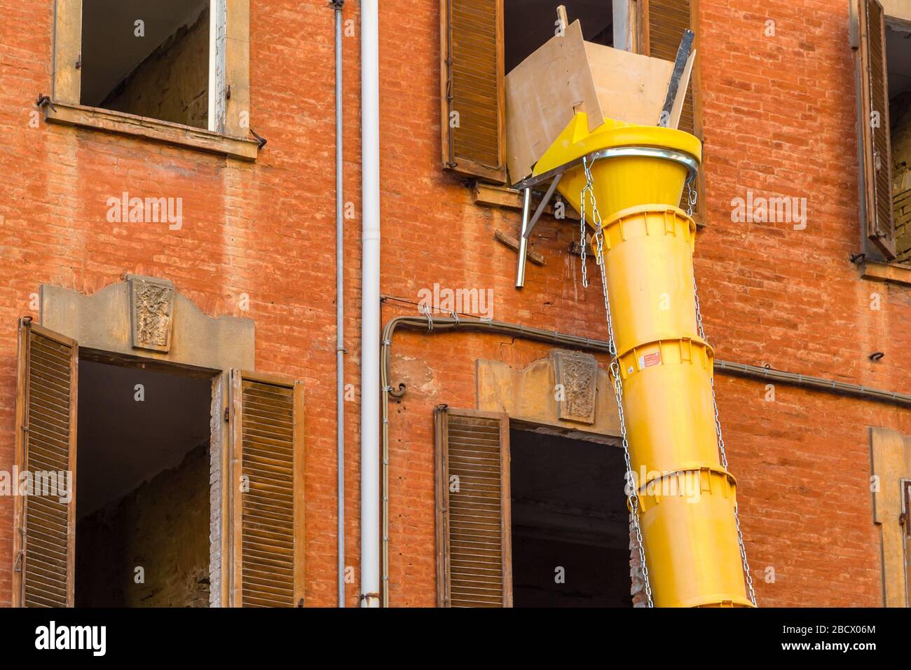 chute for transport of building materials in a house Stock Photo - Alamy