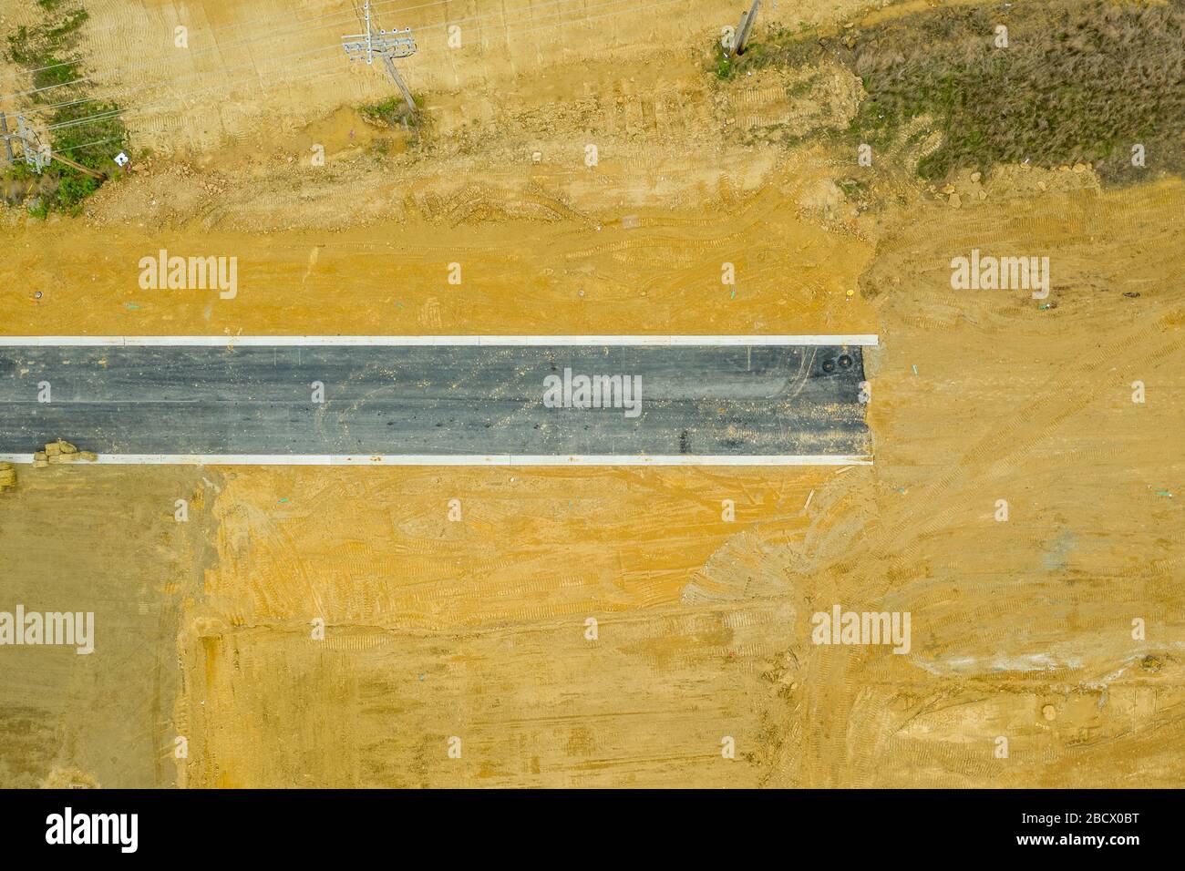 Aerial view of a road segment leading to nowhere in America Stock Photo ...