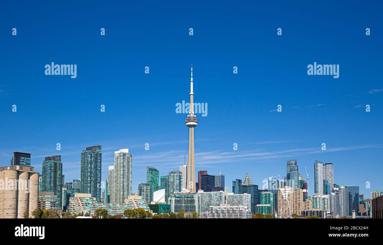 Scenic Toronto financial district skyline view from Ontario Lake Stock ...