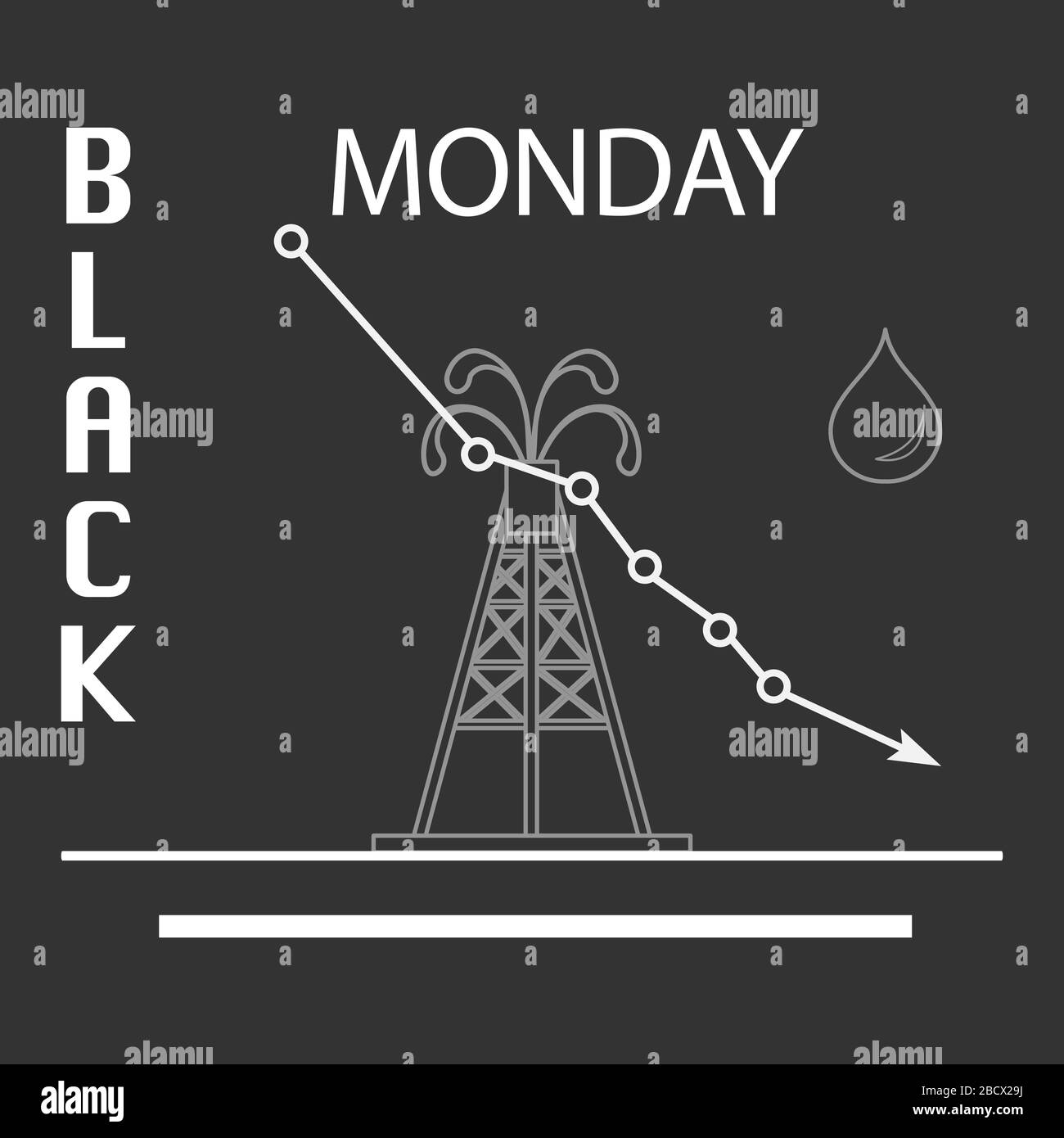 Vector illustration Oil industry. Falling prices. Economic crisis ...