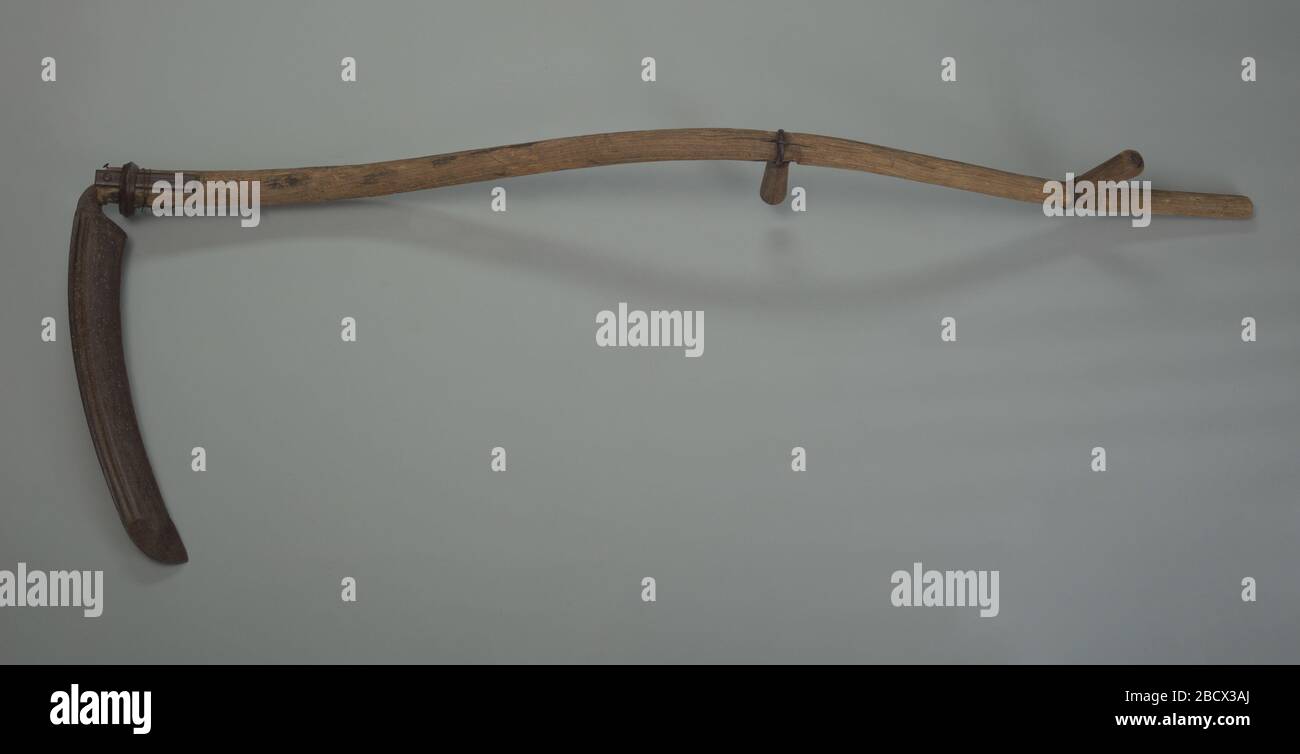 Scythe owned by George Madison. A steel scythe with a wood handle owned ...