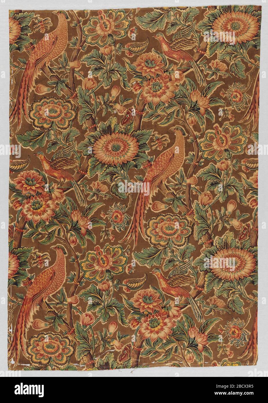 Textile. Research in ProgressHalf-drop repeat of pheasant-like birds ...