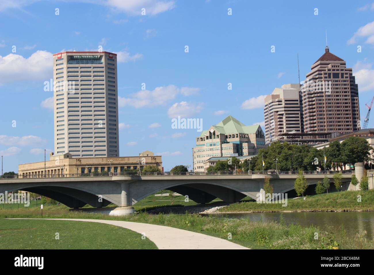 Great View of Downtown Columbus Ohio skyline, Scioto river west broad ...