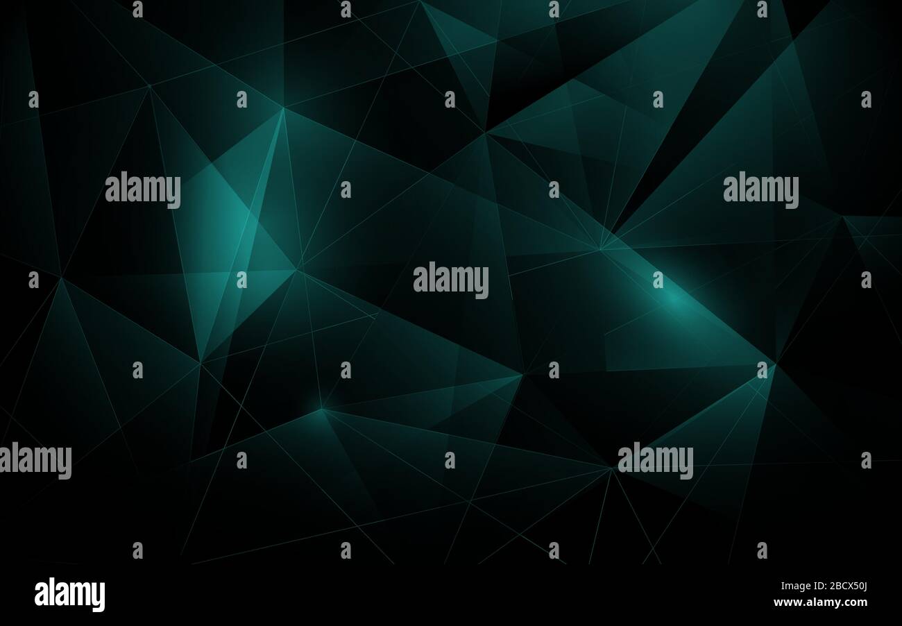 Abstract polygonal, low poly in dark green background. Matrix ...