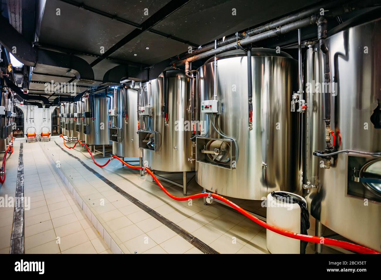 Craft beer production line in private microbrewery Stock Photo - Alamy
