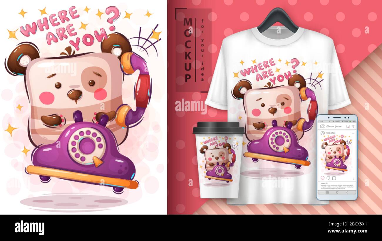 Bear chat poster and merchandising Stock Vector Image & Art - Alamy