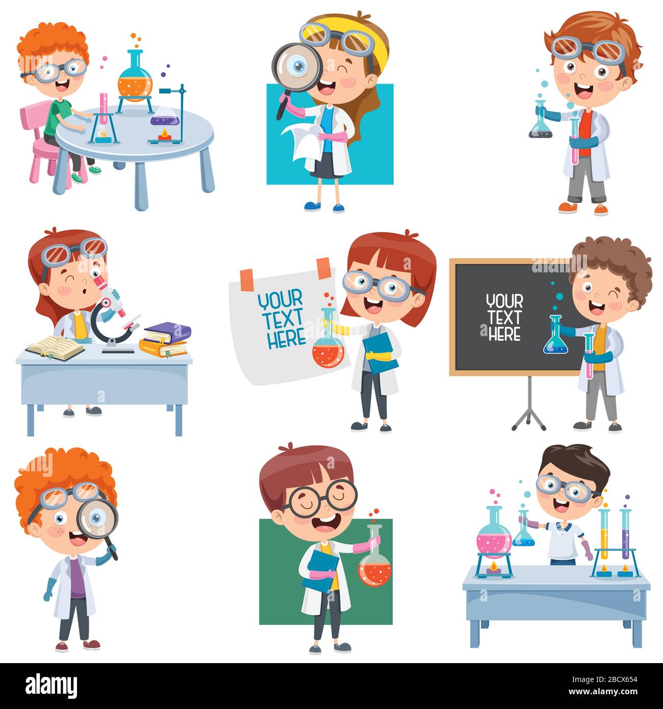Little Students Doing Chemistry Experiment Stock Vector Image & Art - Alamy