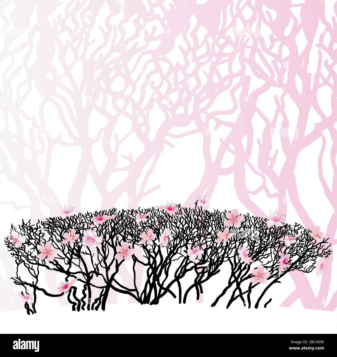 Pink spring flowers abstract decor illustration Stock Vector Image ...