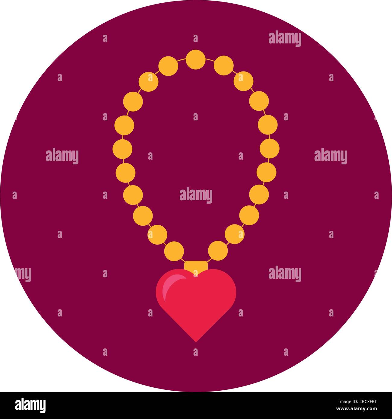 happy valentines day necklace with heart block and flat style Stock ...
