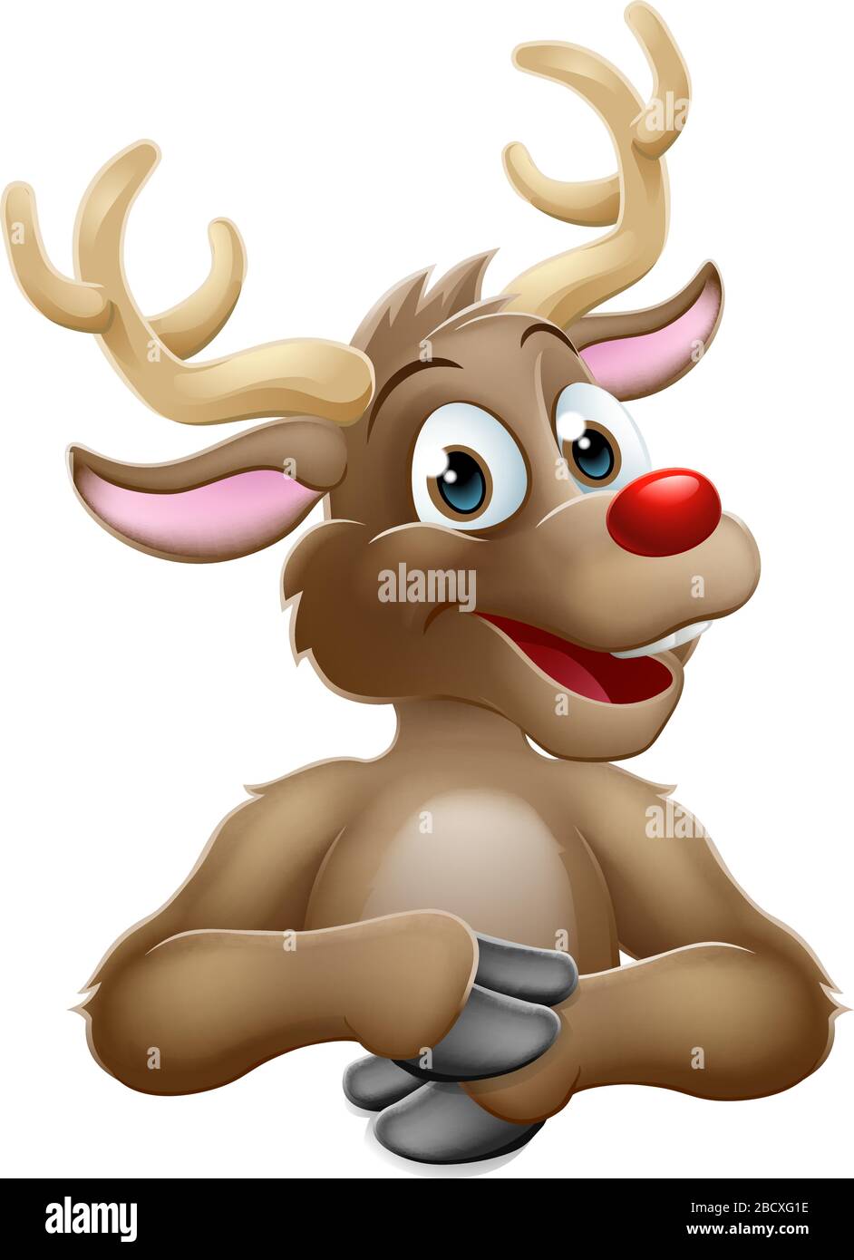 Cartoon christmas reindeer peeking around hi-res stock photography and ...