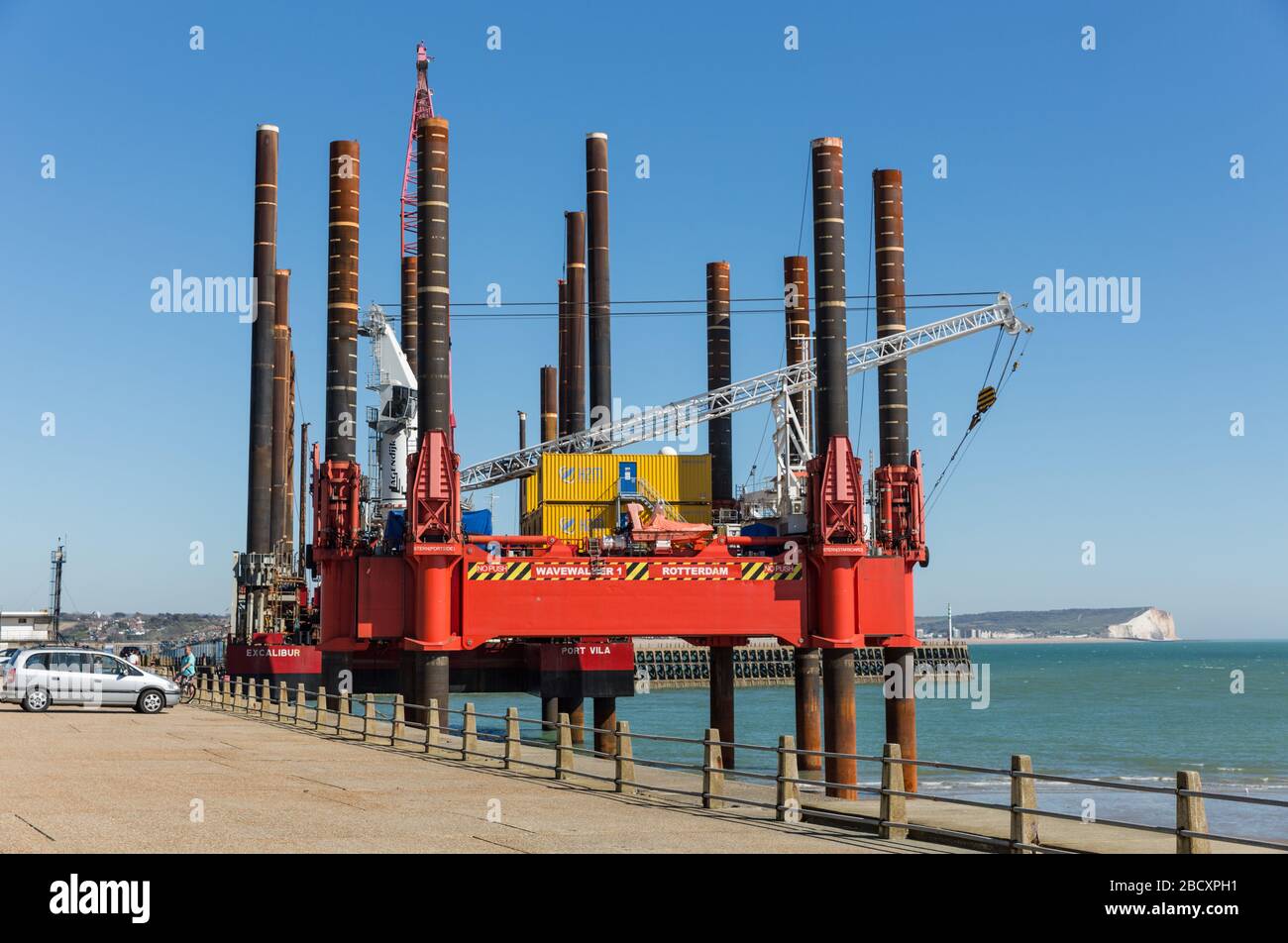 Fugro and Van Oord's WaveWalker 1 walking jack-up barge in Newhaven ...