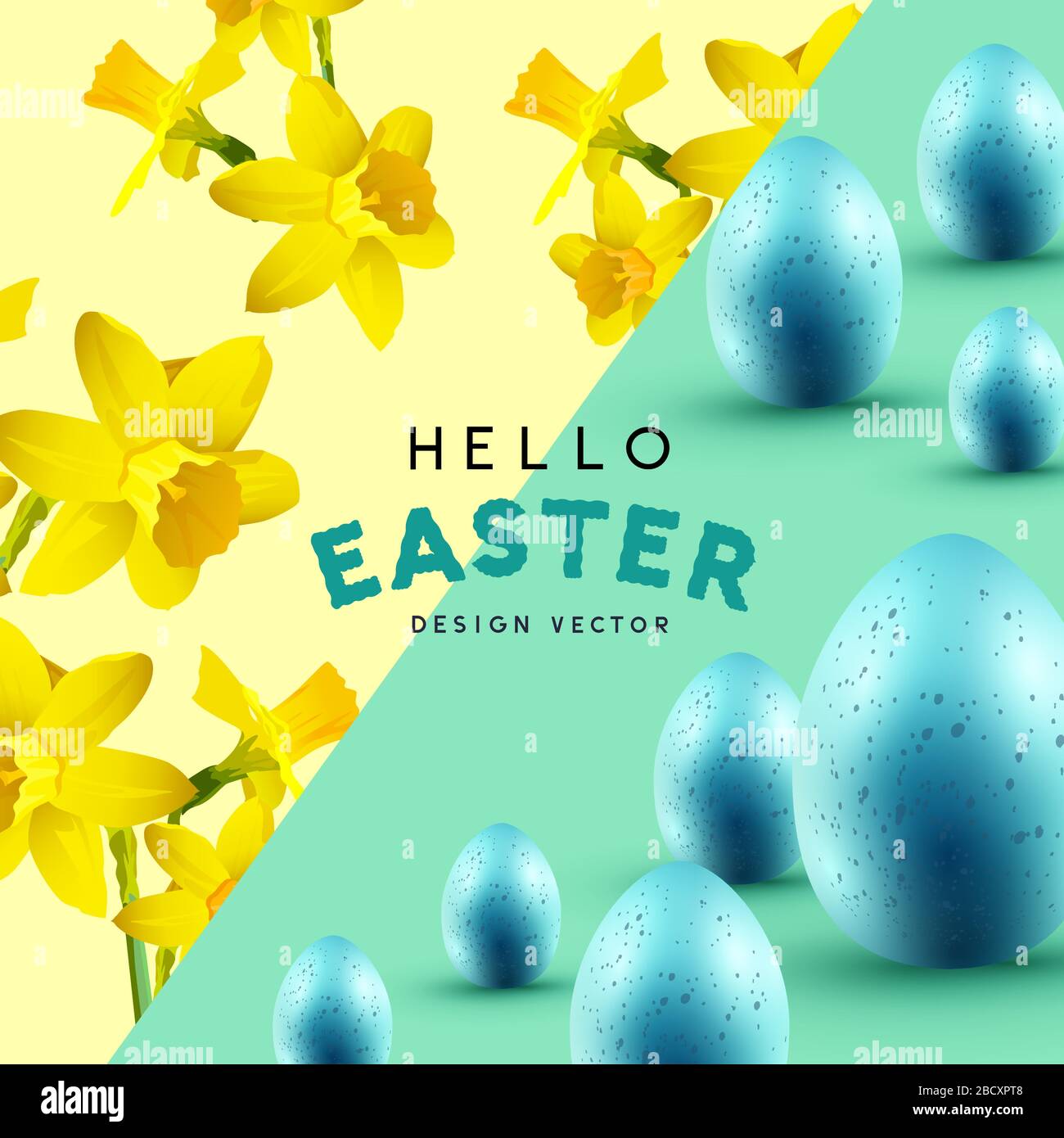 Easter pattern layout background design with daffodils and Chcolate ...