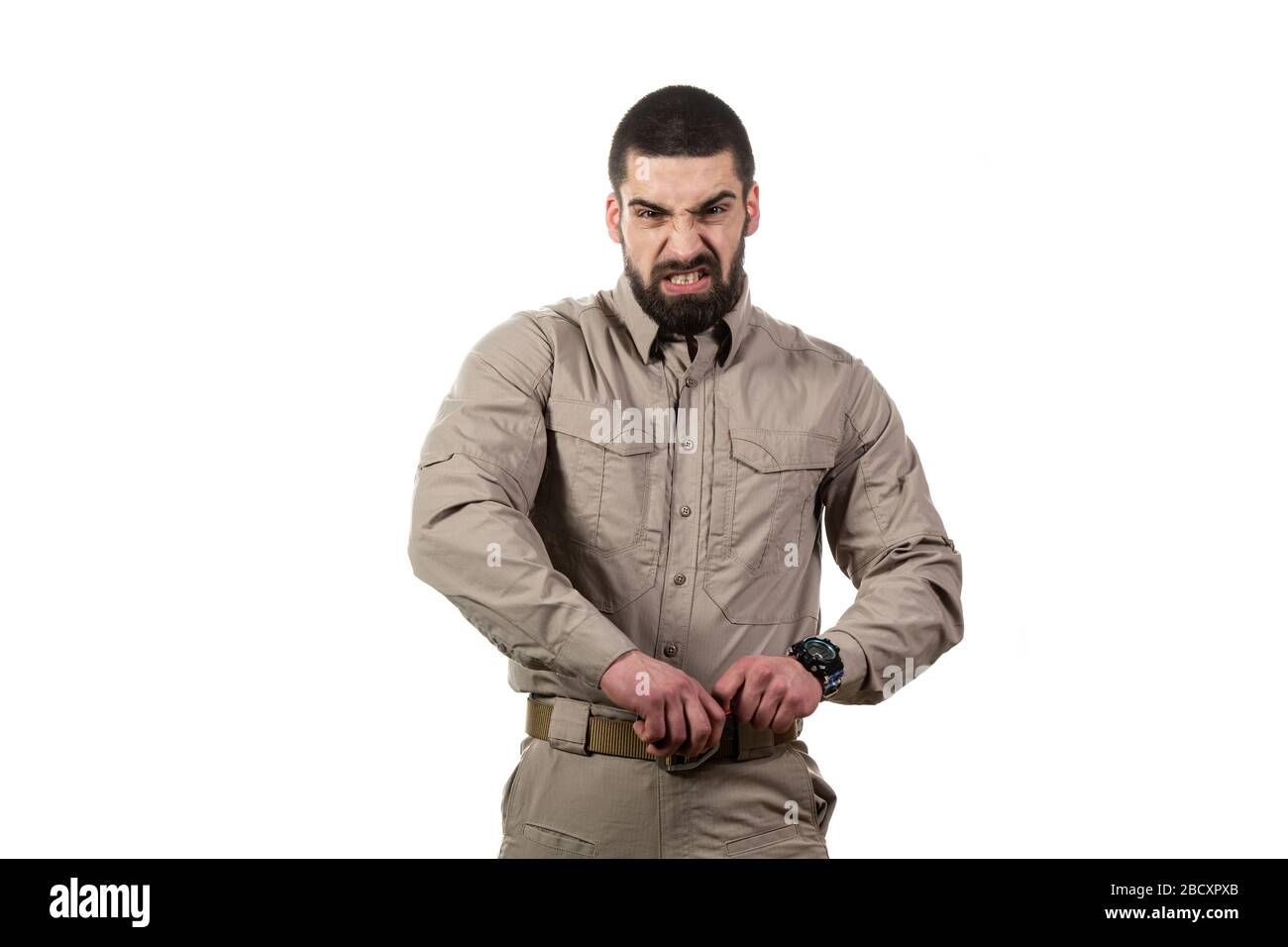 Man With a Bomb in His Hand on White Background Stock Photo - Alamy