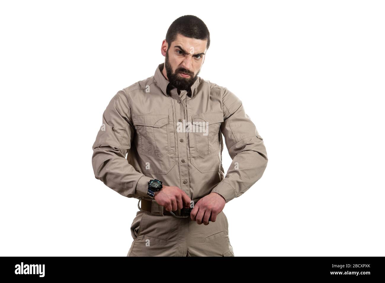 Man With a Bomb in His Hand on White Background Stock Photo - Alamy