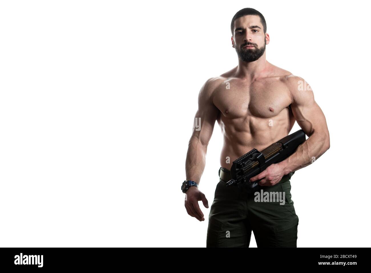 Bodybuilder Marine Corps Special Operations Modern Warfare Soldier With ...